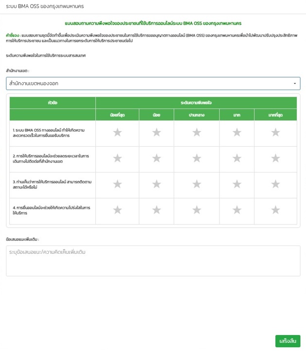 ขอเชิญร่วมทำแบบสอบถามความพึงพอใจการใช้งานระบบ BMA OSS - สำนักงานเขตหนองจอก
